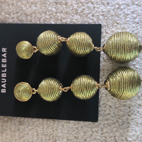 BaubleBar | Jewelry | Nwt Baublebar Metallic Green Gold Earrings Drop ...